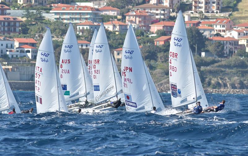 Racing in the only race sailed on Day 3 of the 2019 European 470 ...