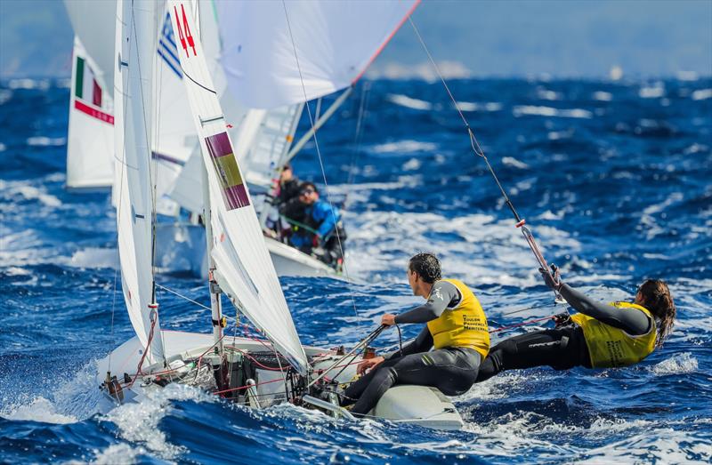 470 class at French Olympic Week Hyères 2026 - Day 5