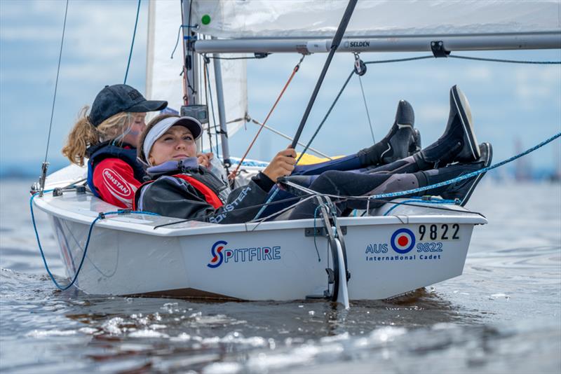 International Cadet sailors Emma Suda and Tess Holroyd dealing with the ...
