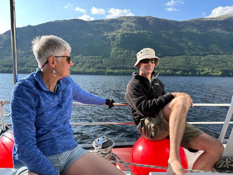 Nigel and Veronica relaxing in Loch Ness - S/V Novara's expedition