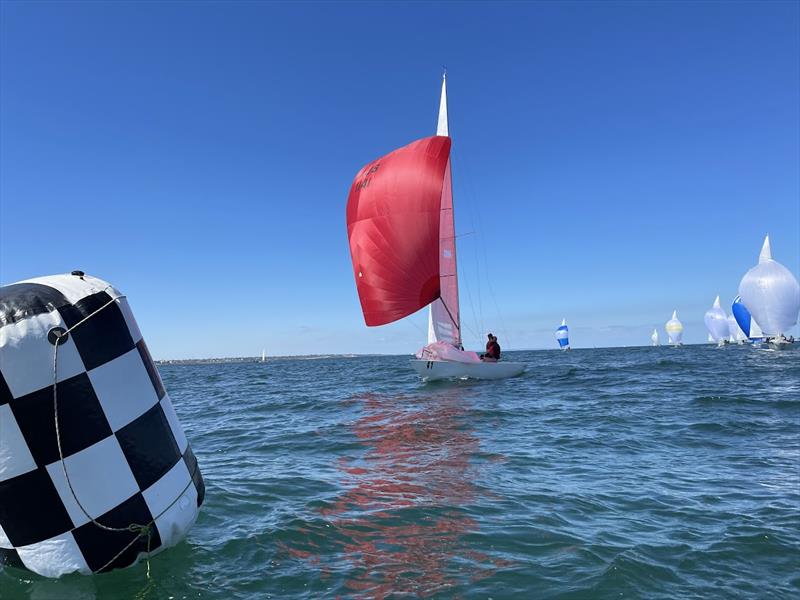 RBYC Fleet Captain Peter Stubbings coming into the finish on day three ...