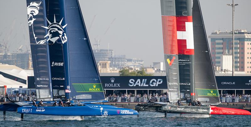 USA SailGP Team helmed by Jimmy Spithill and Switzerland SailGP Team ...