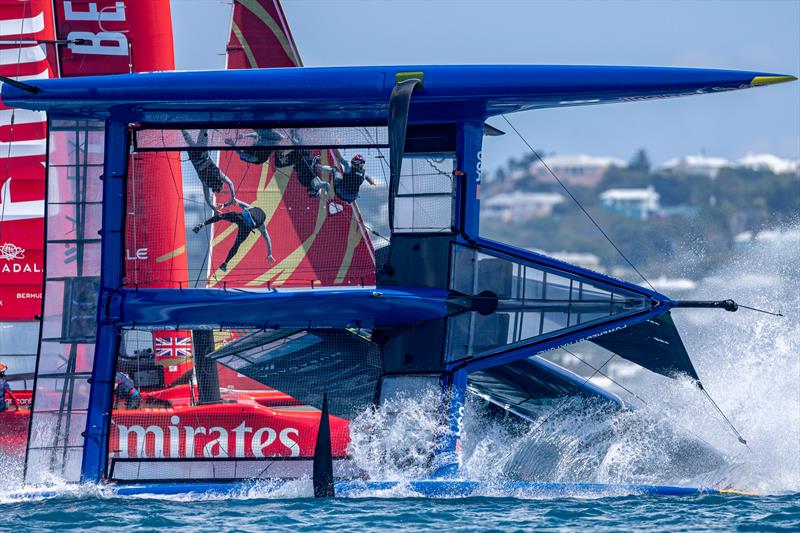 USA SailGP Team capsize during a practise session ahead of the Apex ...