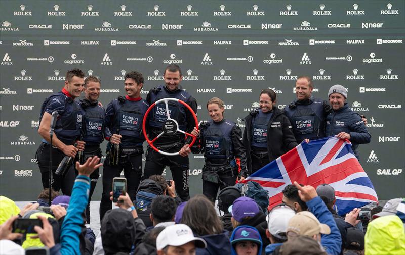 Emirates Great Britain SailGP Team helmed by Giles Scott celebrate with ...