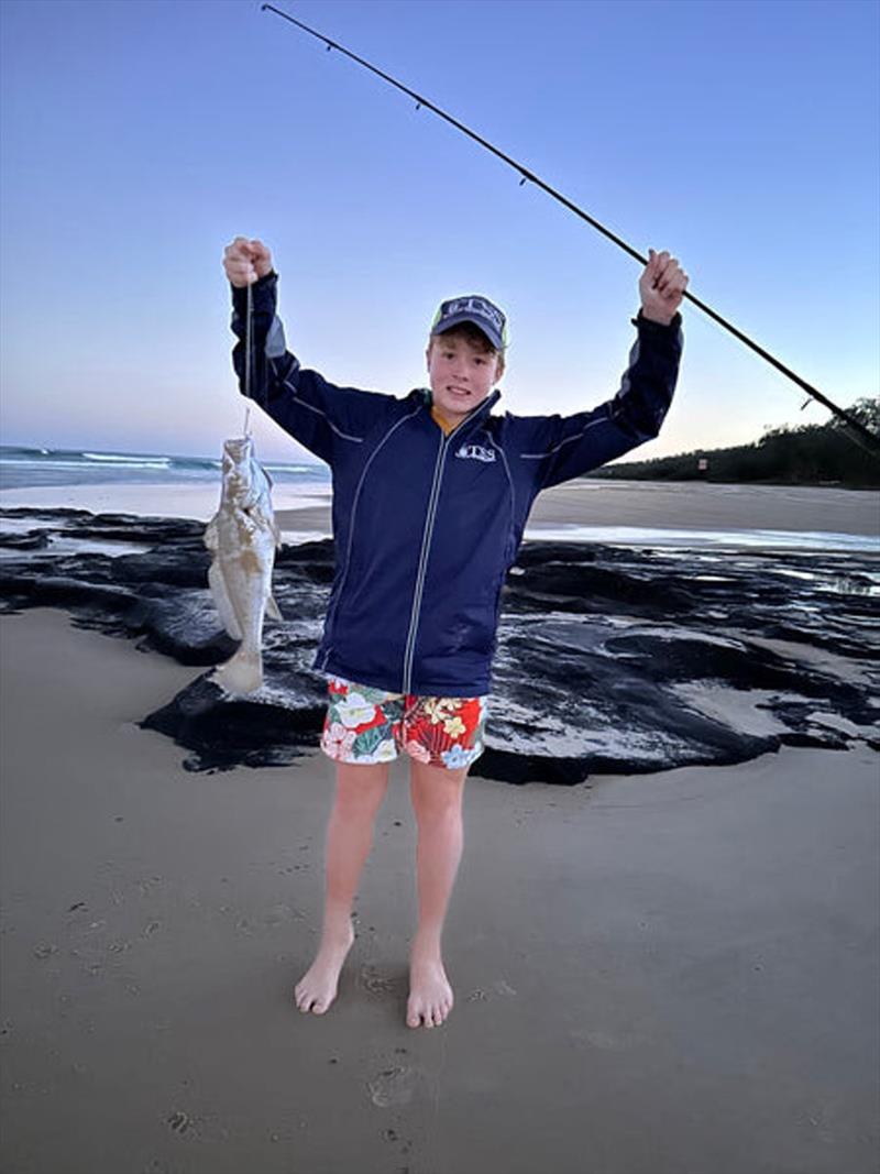 Sam again, with an undersized soapy jewfish from Fraser Island. Bigger ...