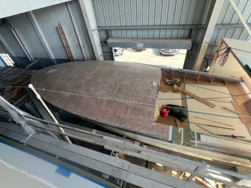 Hull #10 - Foredeck and side decks on and glassed