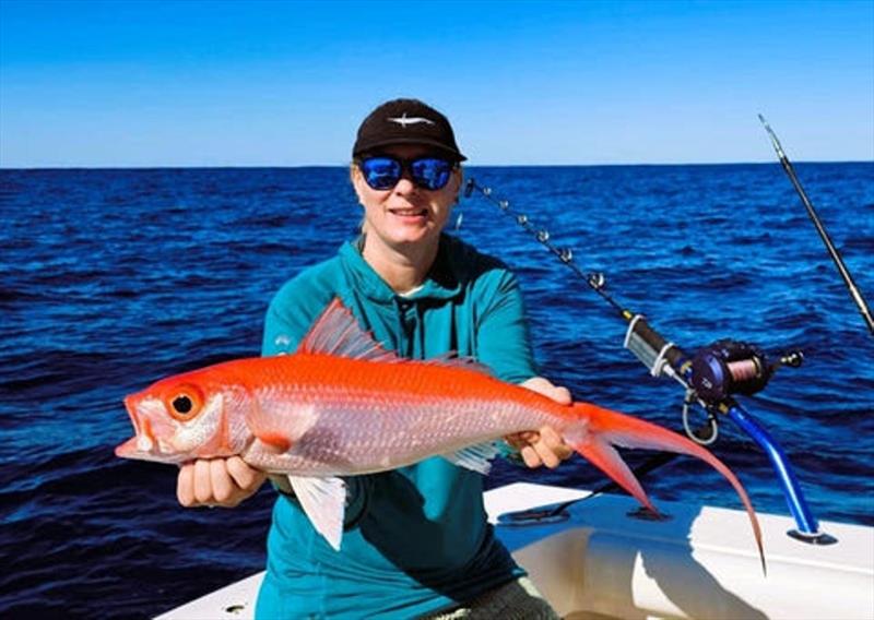 Doreen put the deep drop gear to work and hauled up this fine flamie