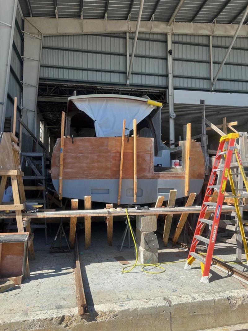 Hull #10 - Teak transom going on