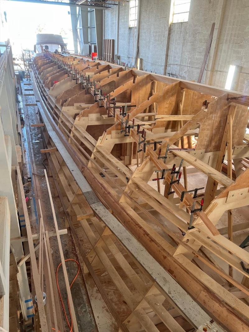 Hull #12 - Port outboard engine stringer lamination