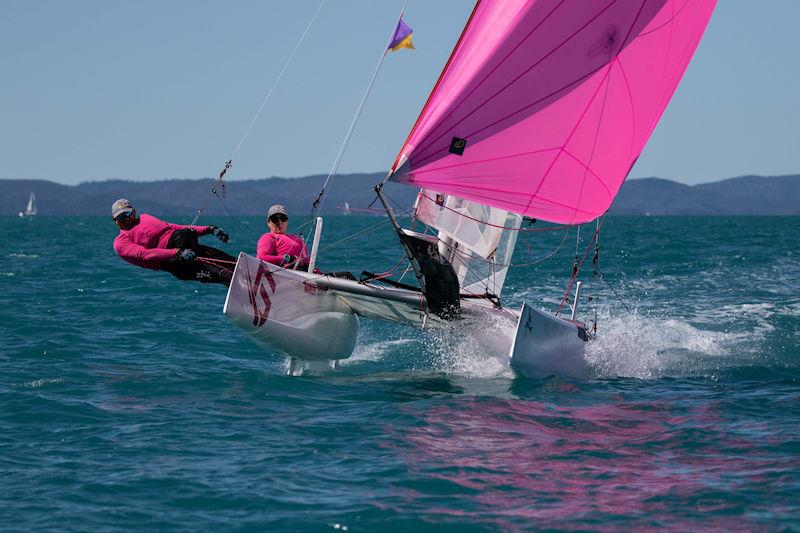 Kerrie in F18 'Driver' seat at Airlie Beach Race Week