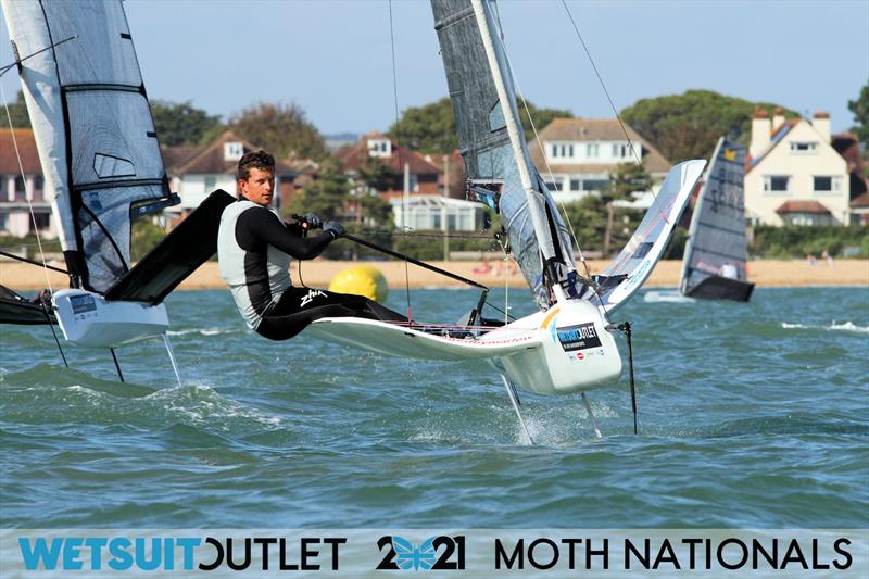 Jack Wetherell on day 3 of the Wetsuit Outlet UK Moth Nationals 2021