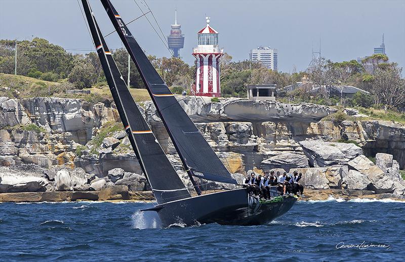 Marcus Blackmore's TP52 Hooligan passes South Head leading the CYCA Trophy fleet on Day 1