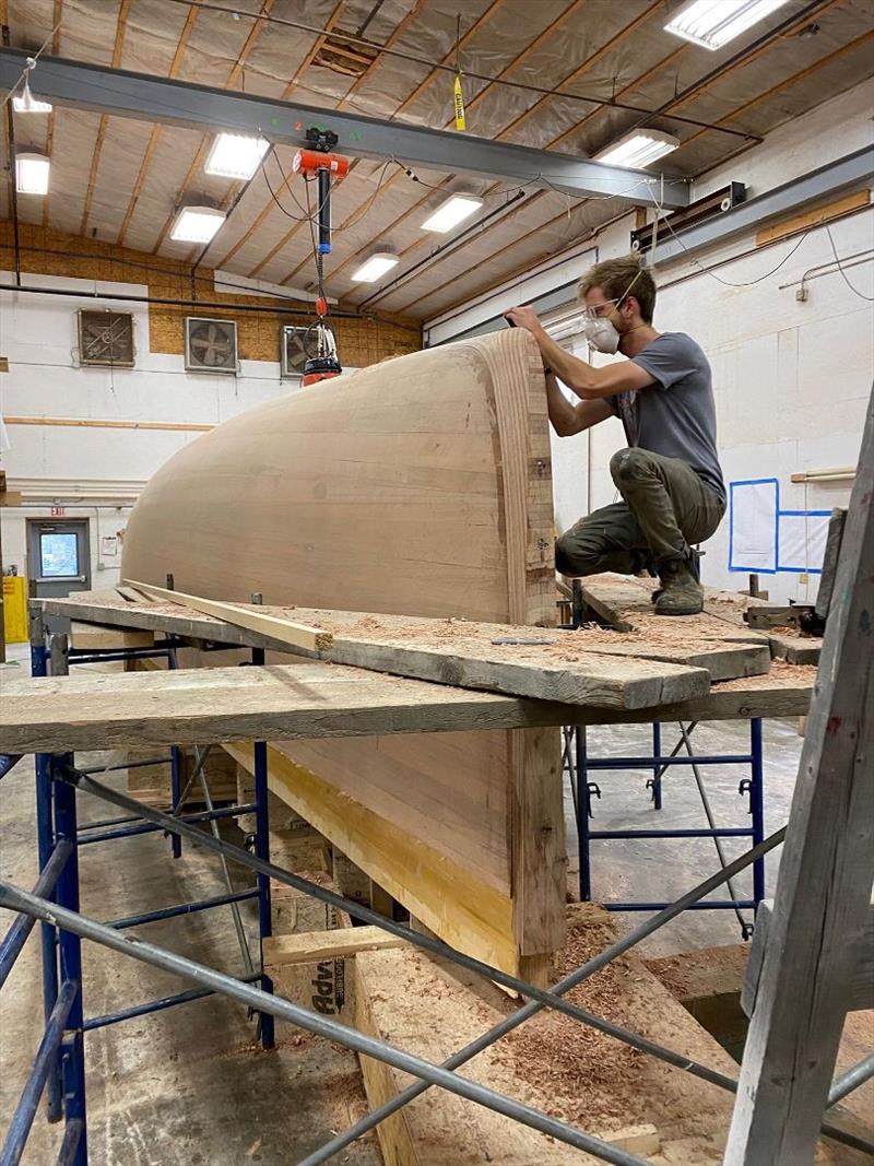 Wood-composite 45ft sailing yacht under construction