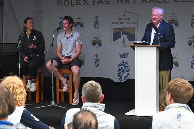 Dee Caffari and James Harayda in the 2021 Rolex Fastnet Race