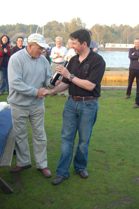 James Jarvey collecting his prize from Hickling Broad Commodore John ...