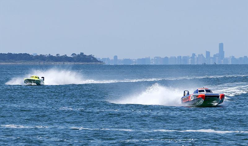 Supercat Outboard class competitors - Saracen in front of AMT Racing ...