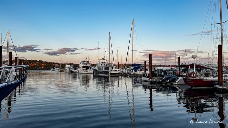 Sunset in Campbell River (Airship on the linear dock in the distance)