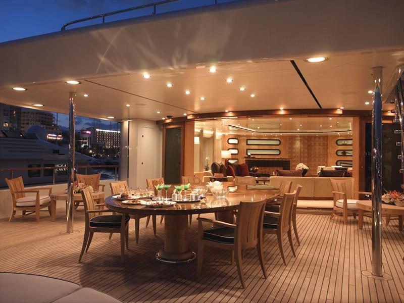73m Feadship superyacht Predator - Bridge deck aft night