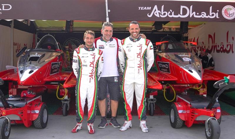 Team Abu Dhabi manager Guido Cappellini with Thani Al Qemzi and Alberto ...