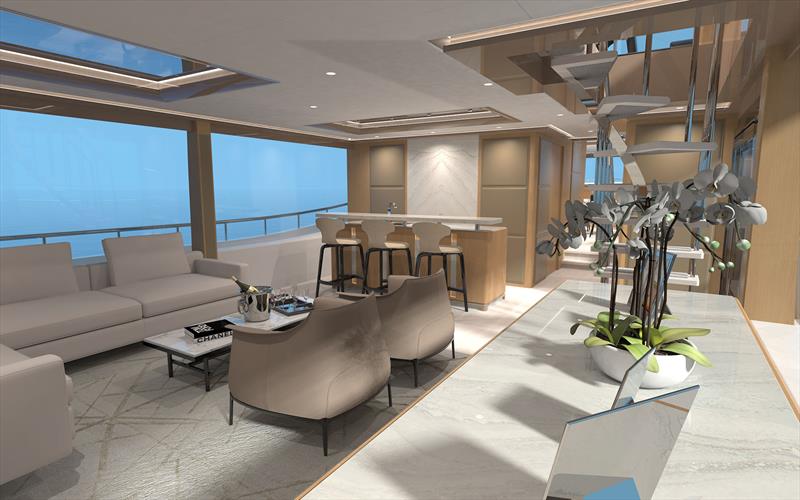 Ocean Alexander 28L - Main Salon - Aft end, Starboard Side, FWD View