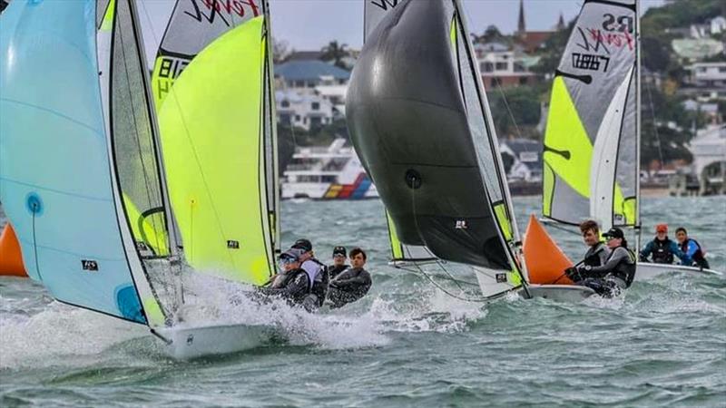 Part of the 46 boat RS: Feva fleet contesting the class NZ National ...