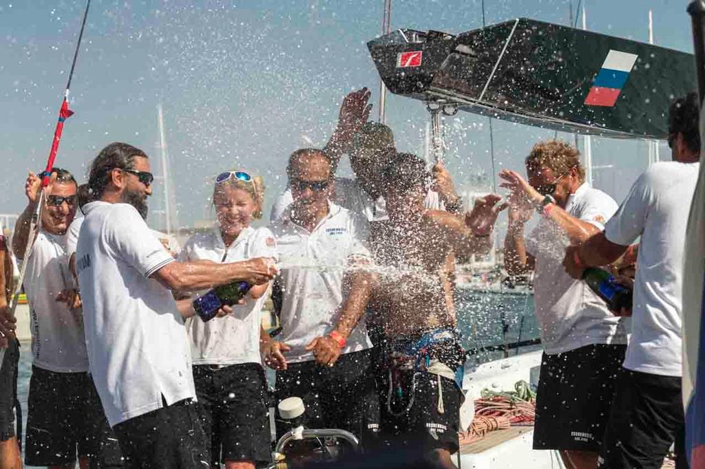 Champagne Celebrations as Swan 60 Bronenosec recieve their second World ...