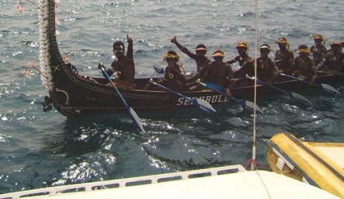 War Canoes Greet Solomon Islands Rally