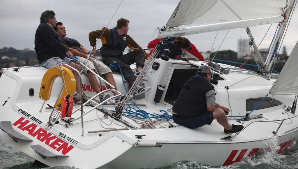 Garry Lock on Harken battled Touch of Gloss for the lead for most of the race - 2010 NZ Marine ...