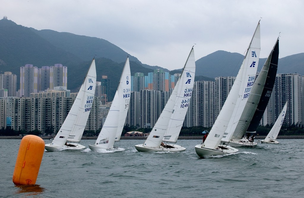 Etchells line up for the top mark - RHKYC Spring Regatta 2010.