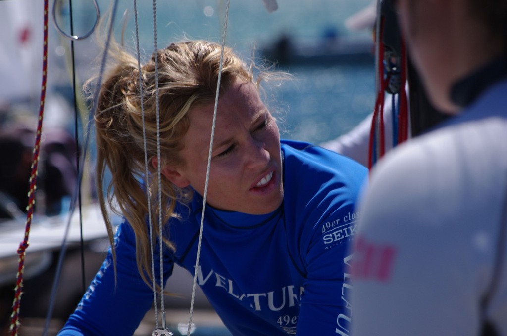 Haylee Outteridge rigging up her 49er FX