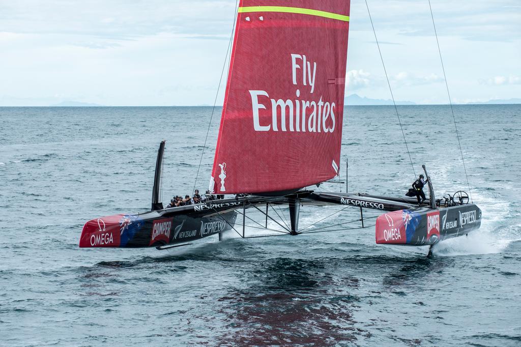 Emirates Team New Zealand sail NZL5 for the last time in New Zealand ...
