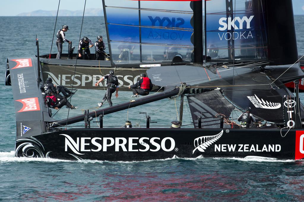 Emirates Team New Zealand sail NZL5 for the last time in New Zealand ...