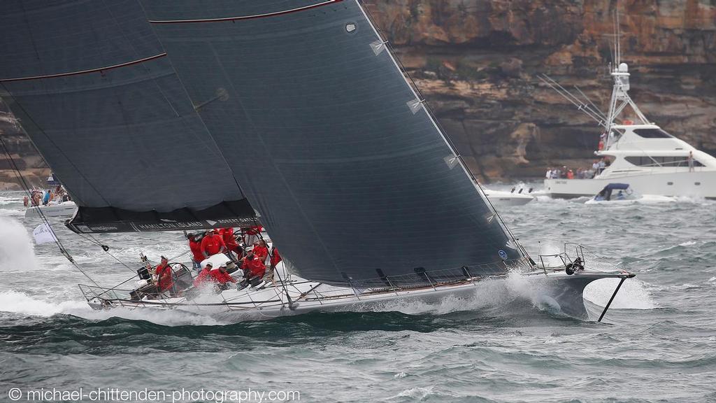 Wild Oats XI - 2015 Rolex Sydney Hobart Race start, Sydney Harbour