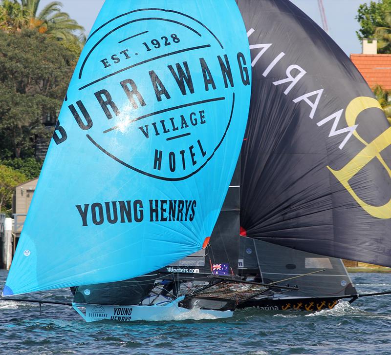 Leading two boats at the first windward mark - 18ft Skiff Spring ...