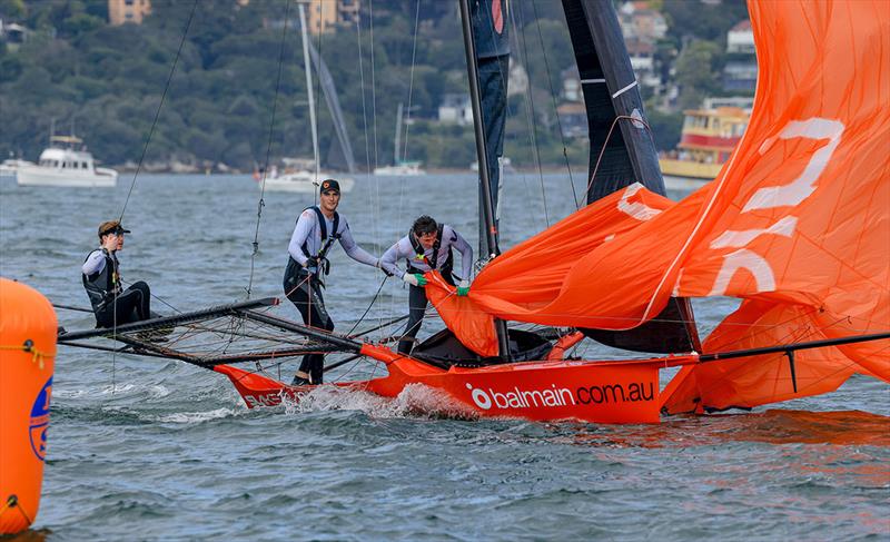 Balmain's crew drop the spinnaker at the bottom mark rounding - NSW ...