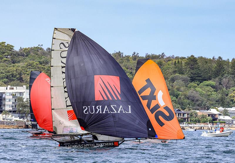 Lazarus on the first spinnaker run - 18ft Skiff Australian Championship