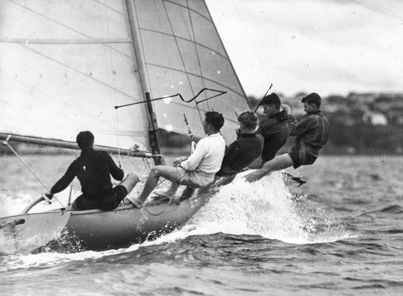 Racing in a five-man 18ft skiff