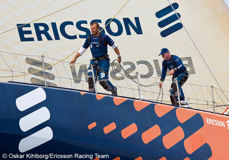 Sailing in the fog during the Boston In-Port Races of the Volvo Ocean Race