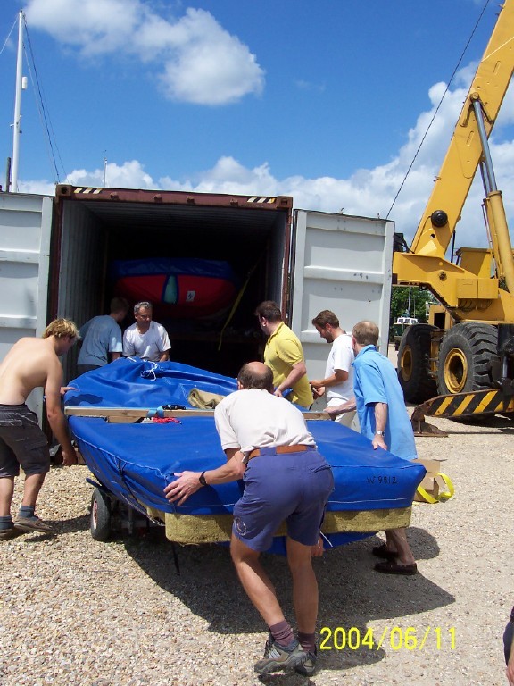 The British boats pack up in containers travelling to the International ...