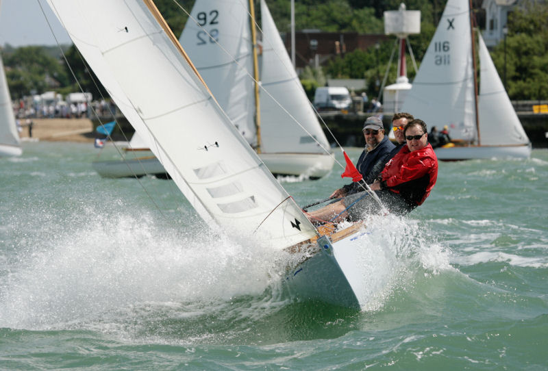 The XOD fleet tack up the green on day two of Skandia Cowes Week
